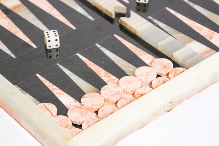 Italian Onyx and Marble Backgammon Set, 1960s at 1stDibs