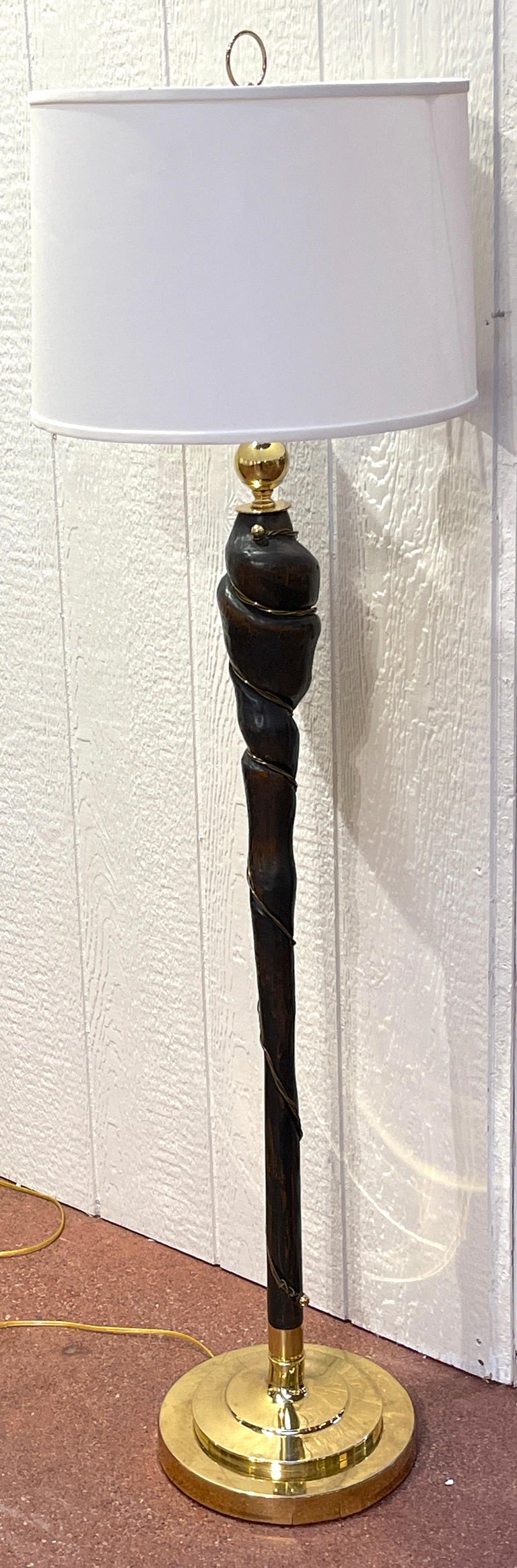 Italian Organic Modern Brass Mounted Sculptural Root Floor Lamp For ...