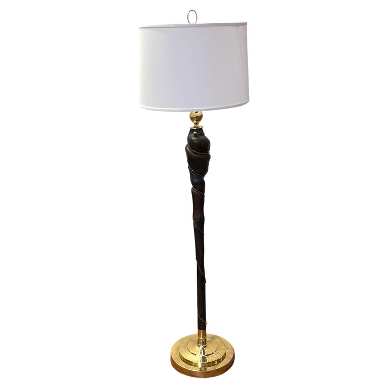 Italian Organic Modern Brass Mounted Sculptural Root Floor Lamp For ...