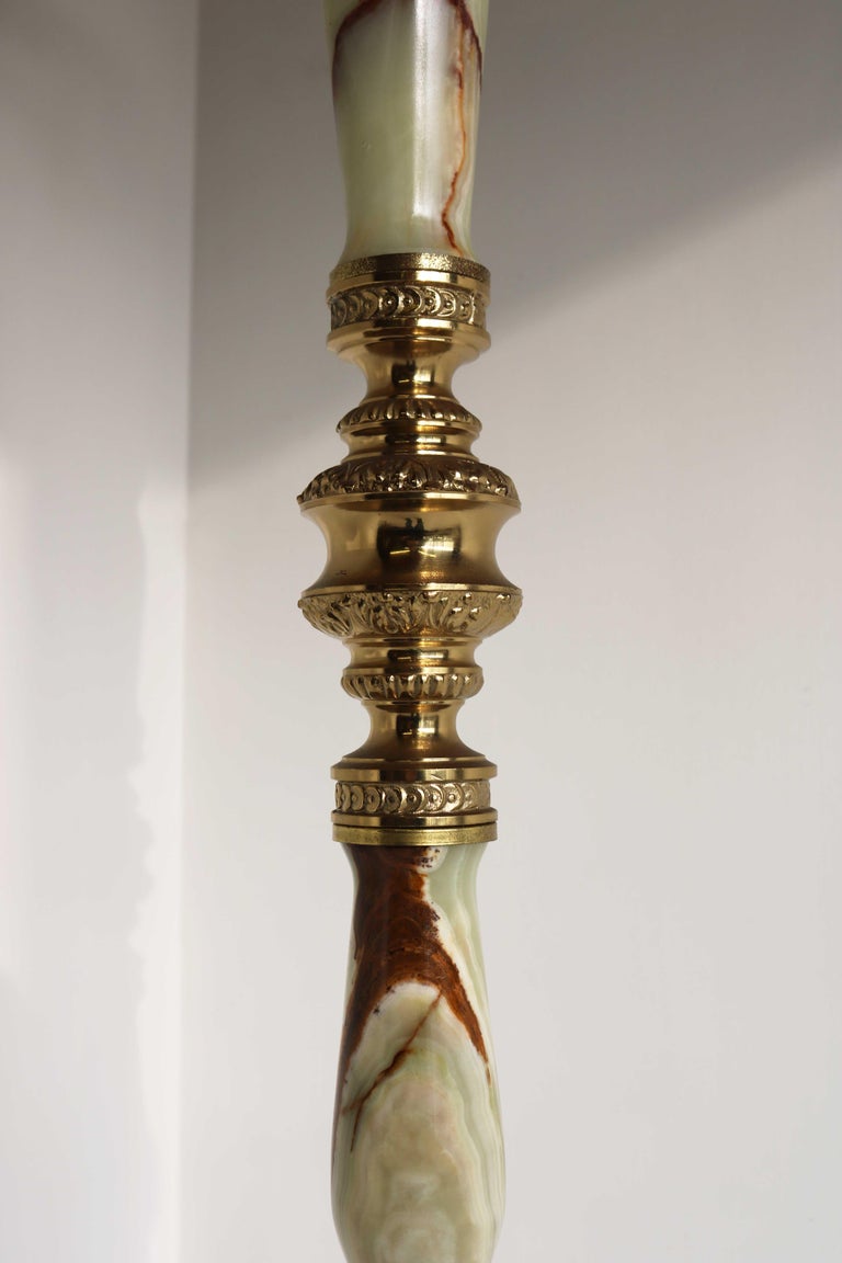 Italian Ornate Antique Brass and Onyx Round Marble Coat Hat Rack Hall ...