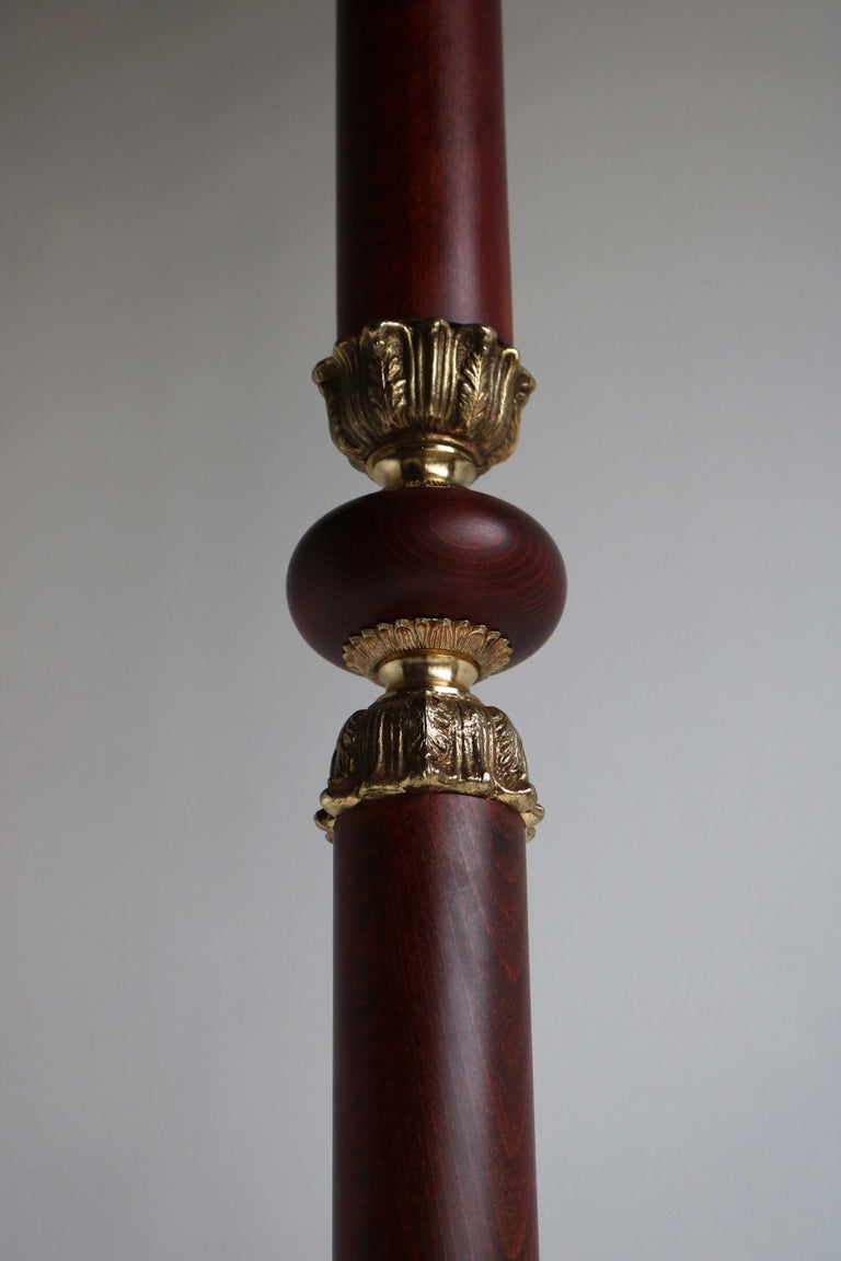 Italian Ornate Brass and Wood Coat Hat Rack Hall Tree Floor Stand Neo ...