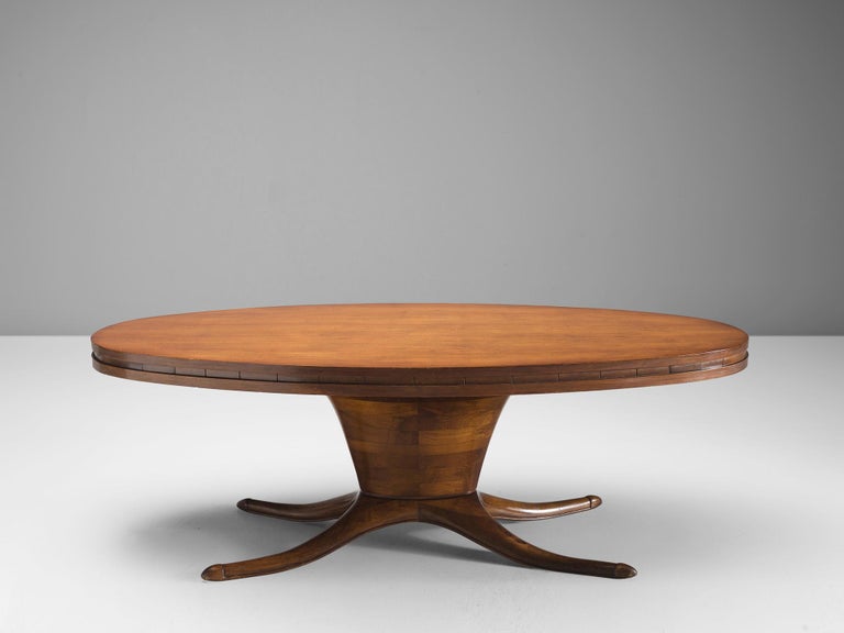 Italian Oval Dining Table in Walnut at 1stDibs