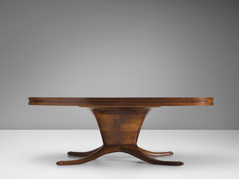 Italian Oval Dining Table in Walnut at 1stDibs
