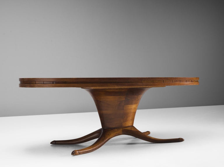 Italian Oval Dining Table in Walnut at 1stDibs