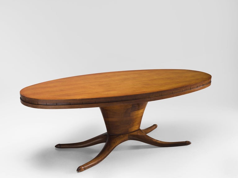 Italian Oval Dining Table in Walnut at 1stDibs