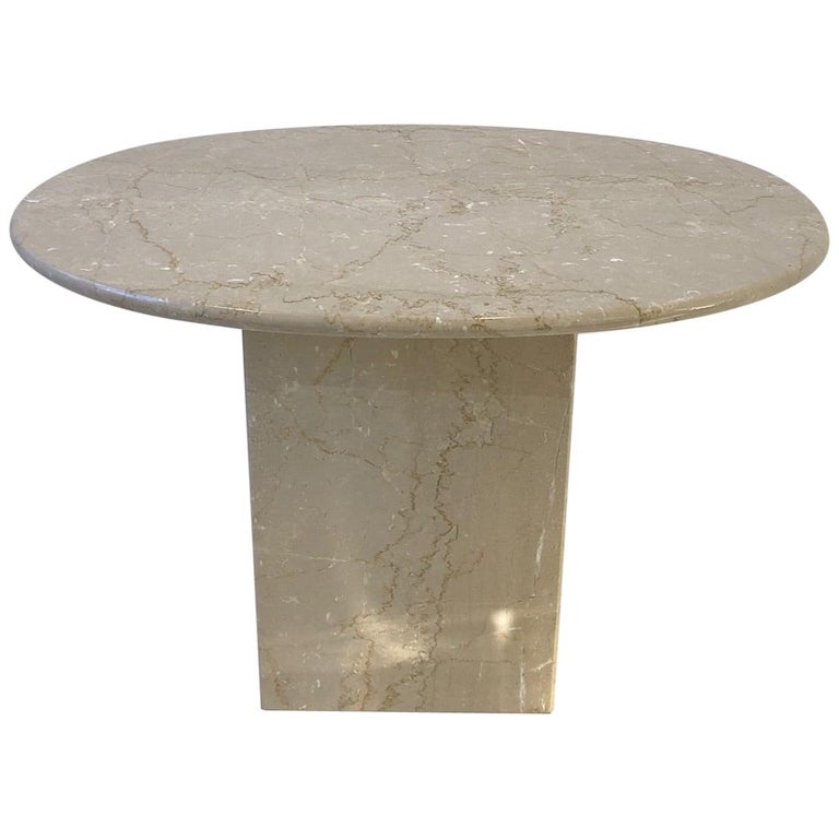 Italian Oval Travertine Side Table at 1stDibs