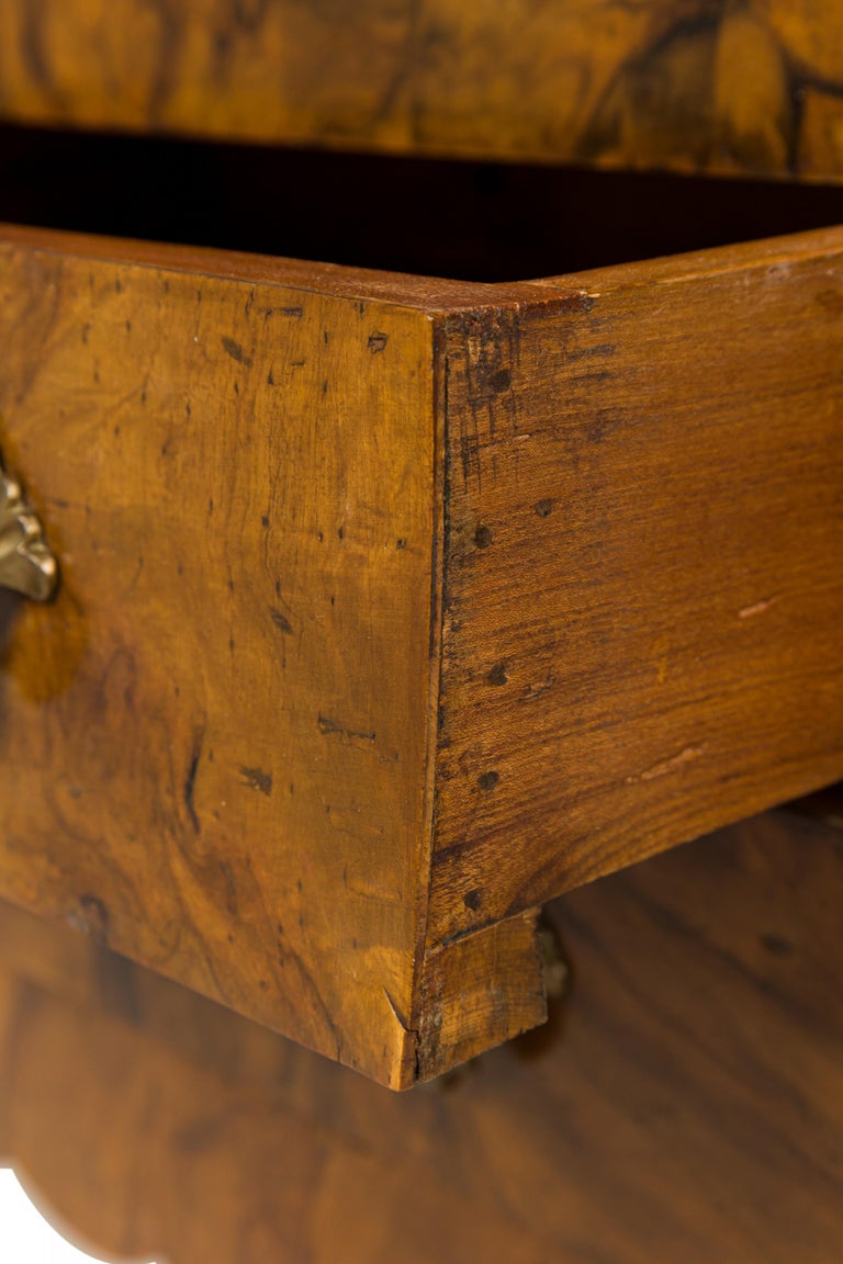 Italian Oyster Burl Two Drawer Small Chest / Side Table For Sale at 1stDibs
