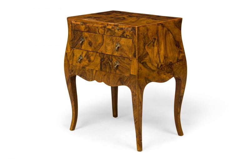 Italian Oyster Burl Two Drawer Small Chest / Side Table For Sale at 1stDibs