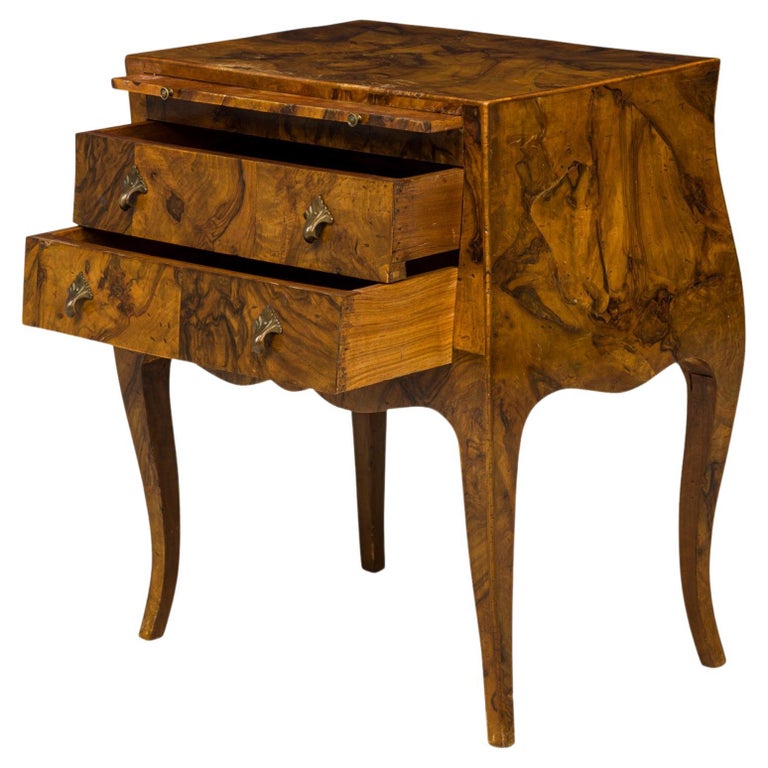 Italian Oyster Burl Two Drawer Small Chest / Side Table For Sale at 1stDibs