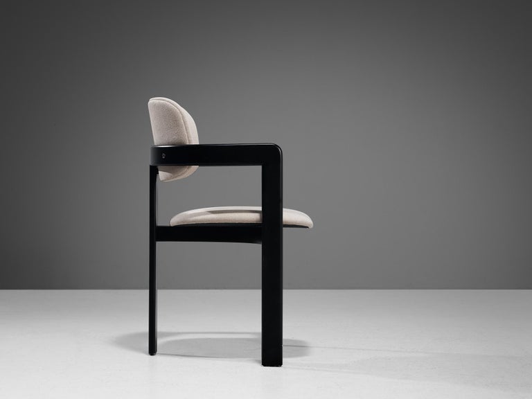 Italian Pair of Dining Chairs in Off-White Upholstery and Black Frame ...