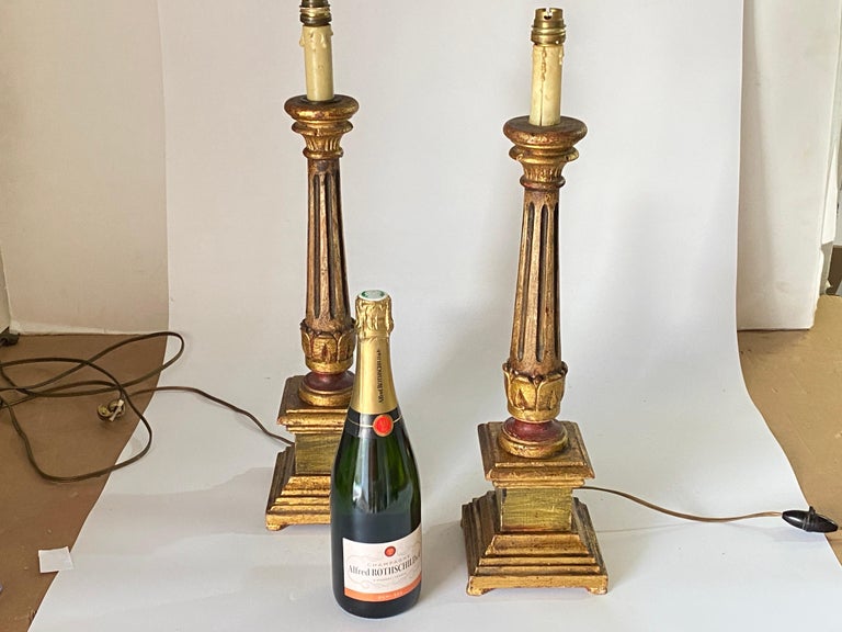Italian Pair of Giltwood Table Lamps, Italy, Early 20th Century For ...