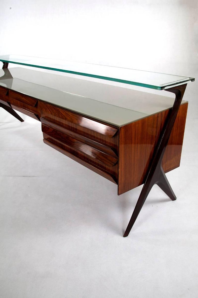 Italian Palisander Satined Glass Sideboard, Manufactured by Dassi ...