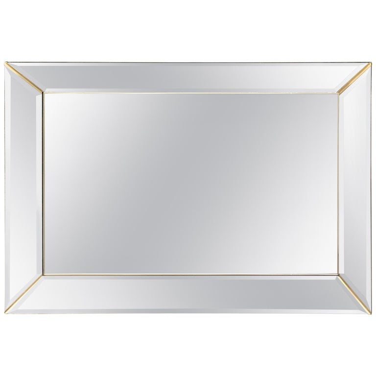 Italian Panel Frame Rectangular Mirror Attributed to Crystal Art at 1stDibs