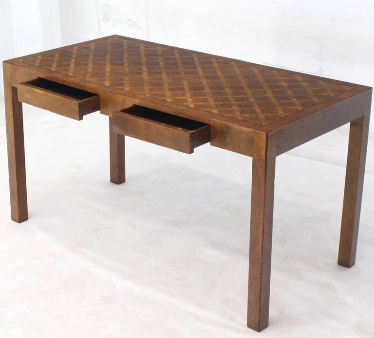 Italian Parquet Marquetry Burl Walnut Top Parsons Desk Writing Table ...