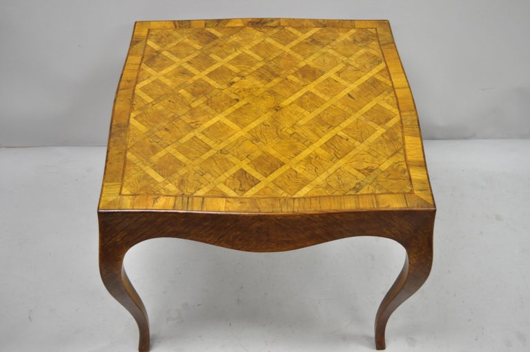 Italian Parquetry Inlay Olive Wood Square Coffee Side Table Louis XV ...