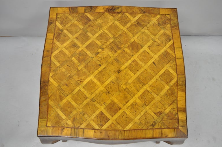 Italian Parquetry Inlay Olive Wood Square Coffee Side Table Louis XV ...