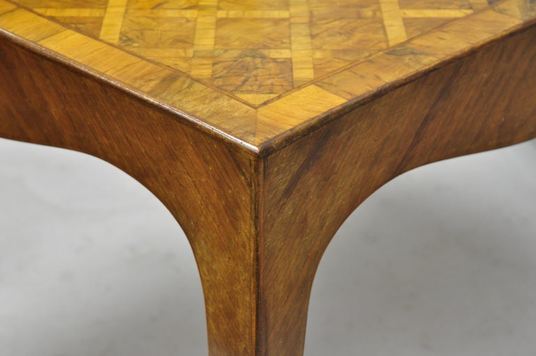 Italian Parquetry Inlay Olive Wood Square Coffee Side Table Louis XV ...
