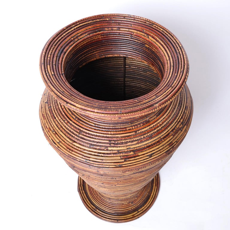 Italian Pencil Reed Floor Vase or Urn For Sale at 1stDibs