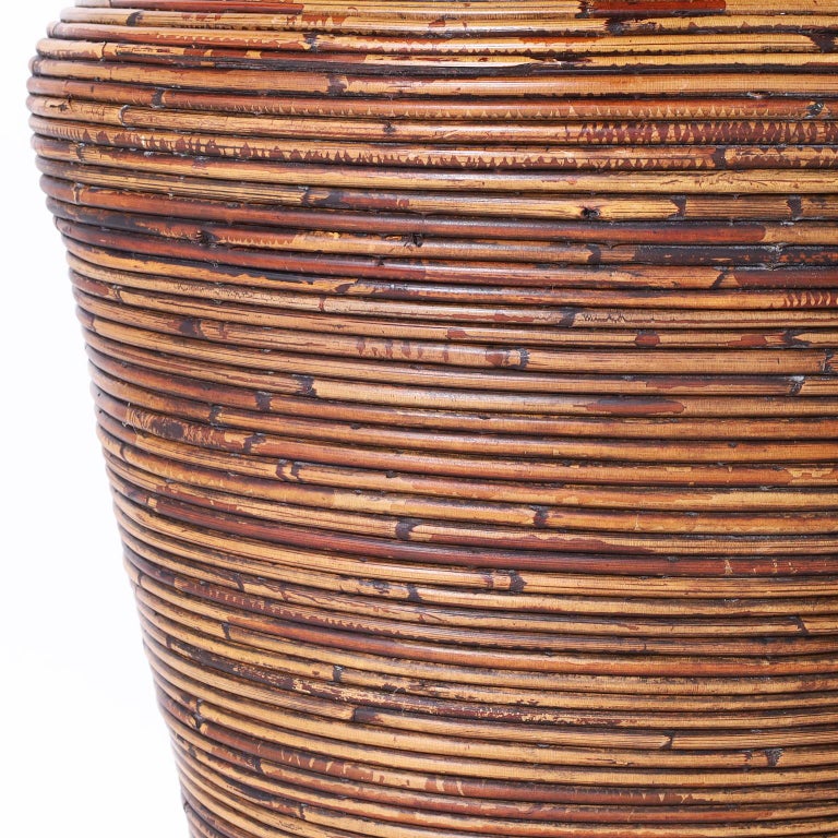 Italian Pencil Reed Floor Vase or Urn For Sale at 1stDibs
