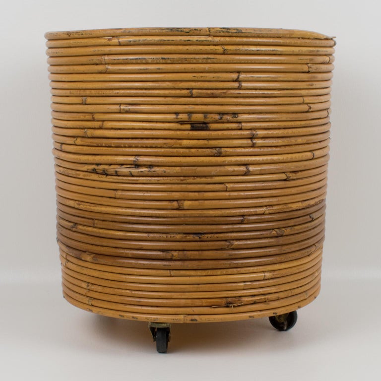 Italian Pencil Reed Rattan Bamboo Planter at 1stDibs