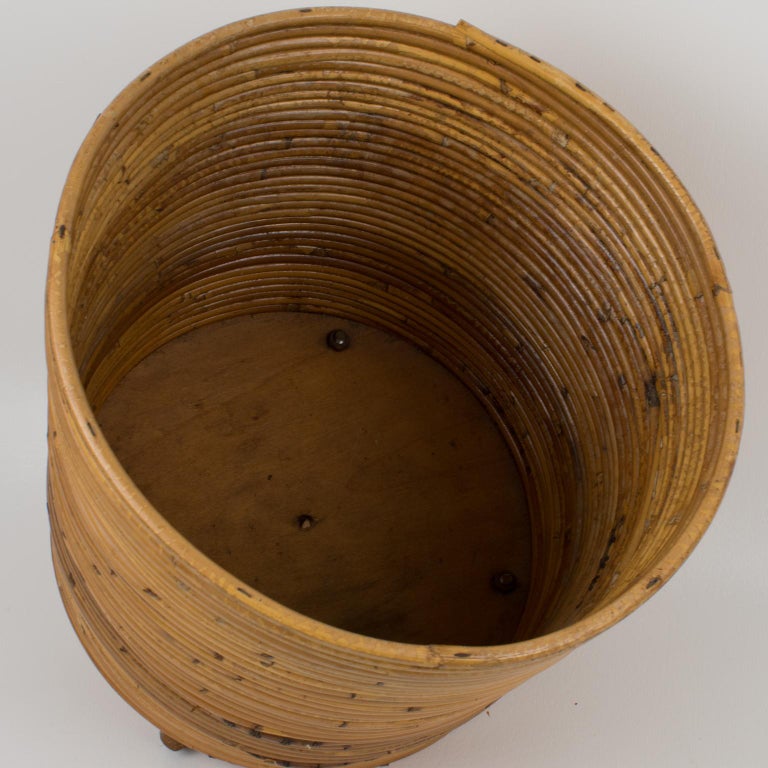 Italian Pencil Reed Rattan Bamboo Planter at 1stDibs