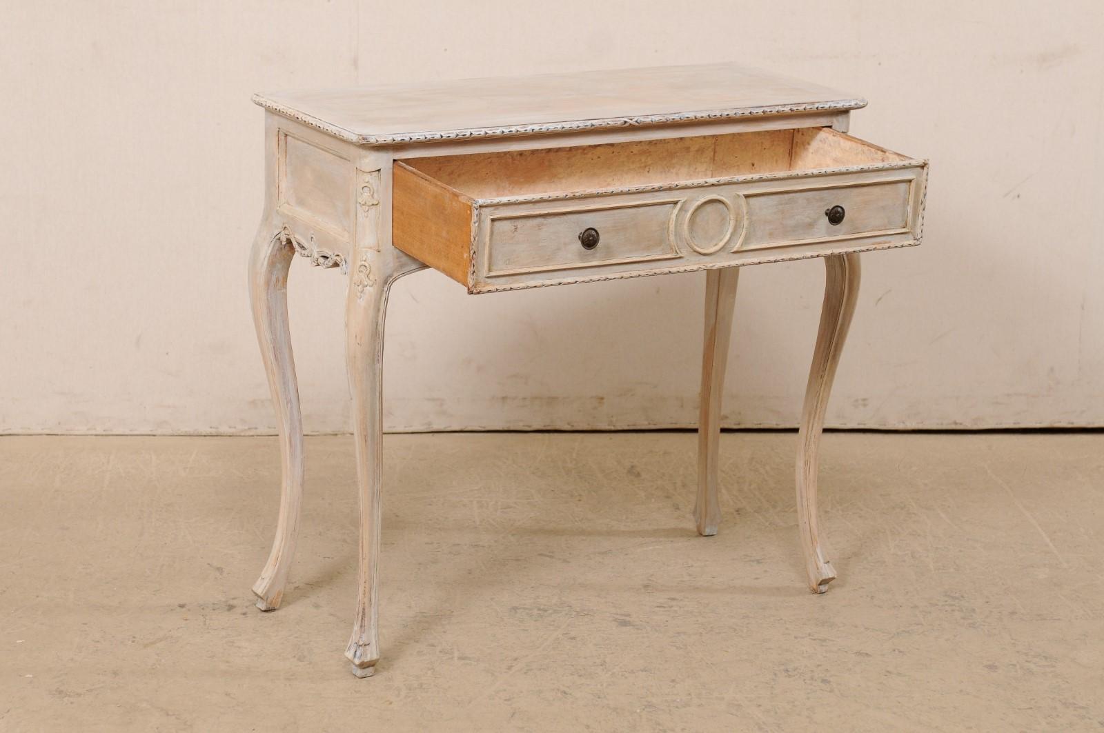 Italian Petite-Sized Console Table w/Single Drawer and Cabriole Legs ...