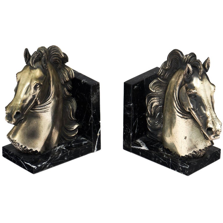 Italian Pewter Horse Head Bookends at 1stDibs