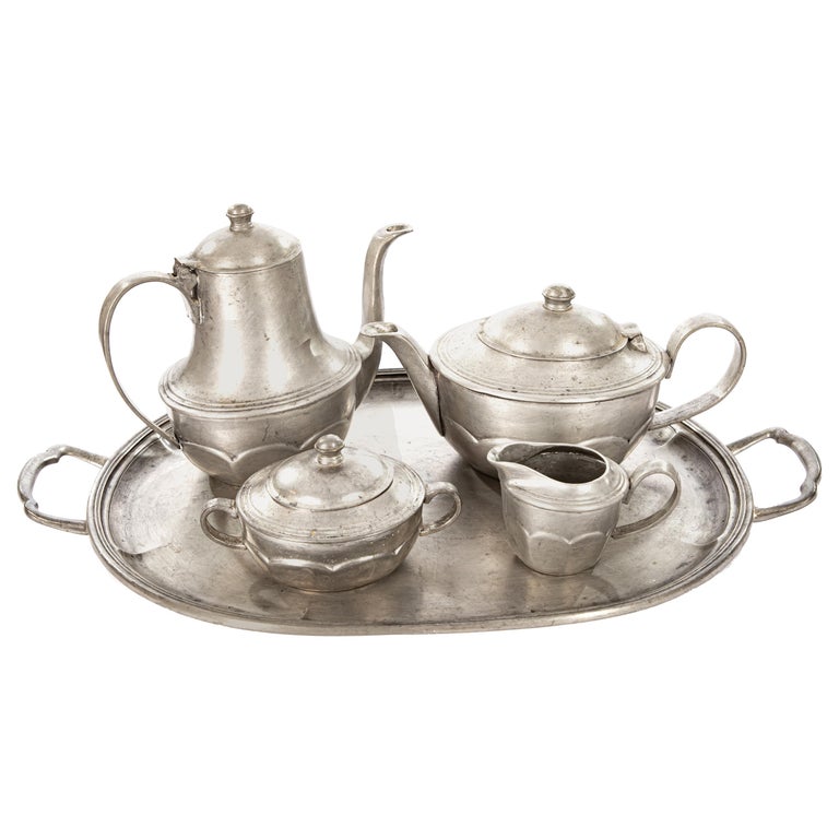 Italian Pewter Tea Service For Sale at 1stDibs | pewter tea set, reed ...