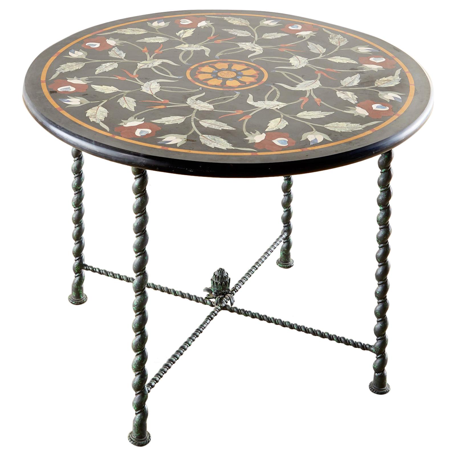Italian Pietra Dura Inlaid Marble Table For Sale at 1stdibs
