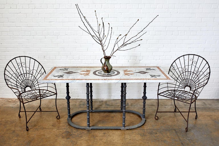 Italian Pietra Dura Marble Inlay Garden Dining Table at 1stDibs