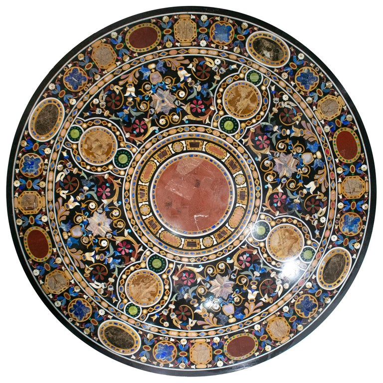 Italian Pietra Dura Mosaic Inlay Stone Round Tabletop in Florentine ...