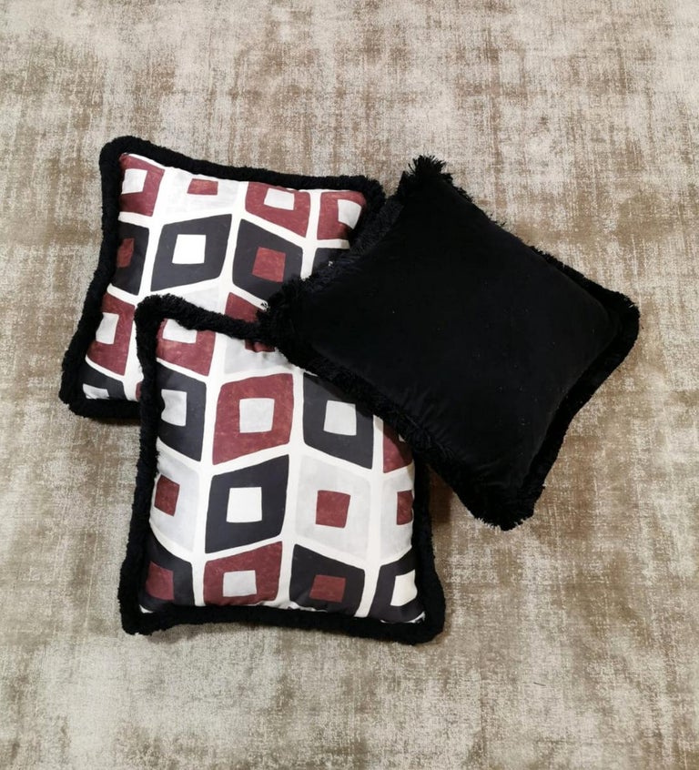 Italian Pillows Handmade in Dedar Satin Fabric and Velvet For Sale at ...