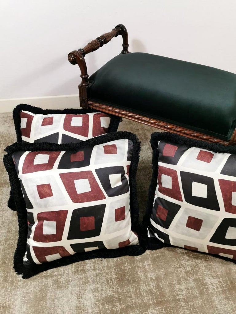Italian Pillows Handmade in Dedar Satin Fabric and Velvet For Sale at ...
