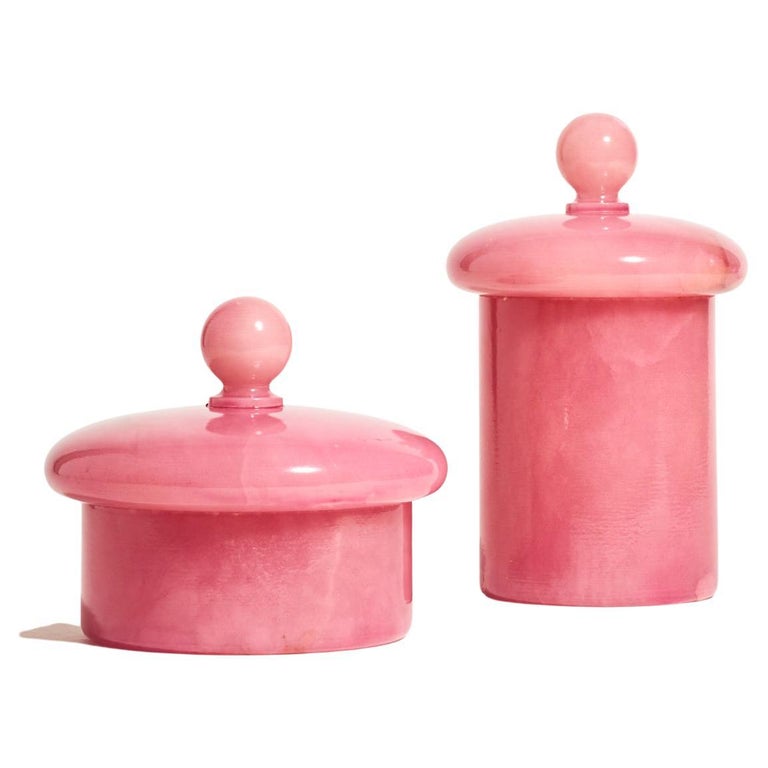 Italian Pink Alabaster Jar Set For Sale at 1stDibs