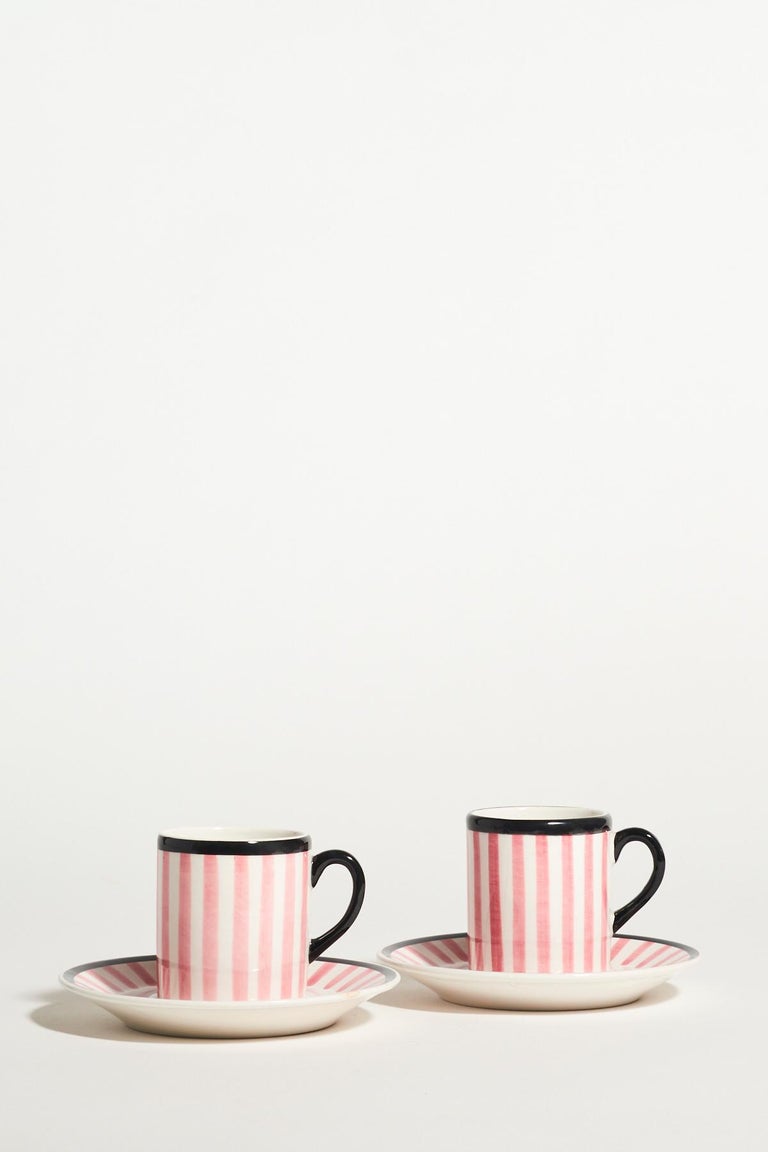 Italian Pink and Black Demitasse Set of Two at 1stDibs