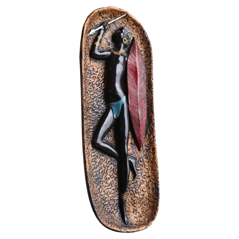 Italian Plaster 1950s African Warrior For Sale at 1stDibs