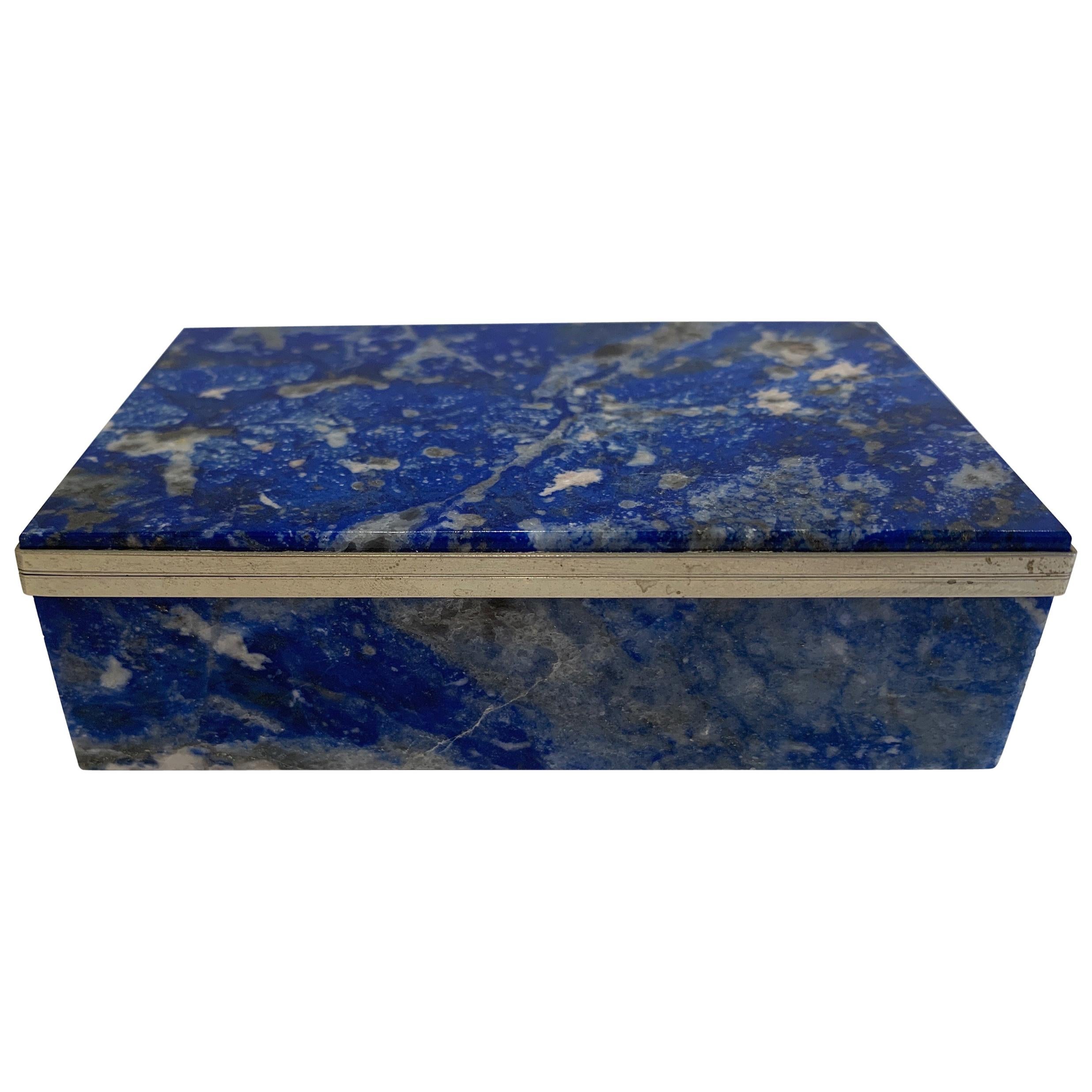 Italian Polished Blue Agate Table Box For Sale at 1stDibs
