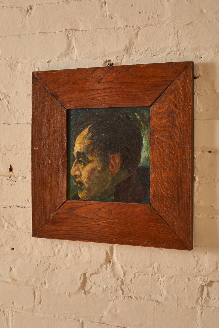Italian Portrait in Wooden Frame For Sale at 1stDibs