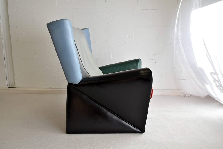 Italian Post Modern Alessandro Mendini Multi Color Leather Lounge Chair ...
