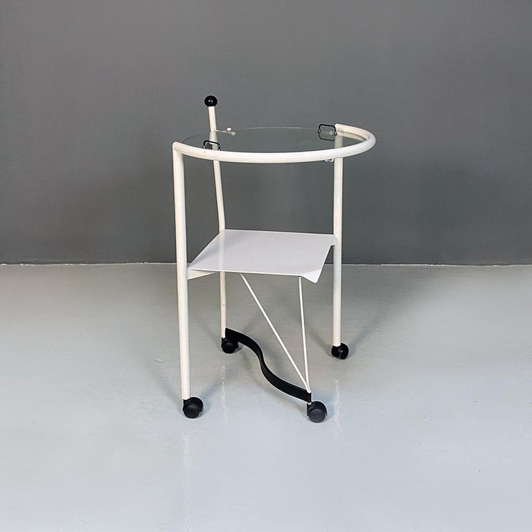 Italian Post Modern Black White Metal Glass Food Trolley or Coffee ...