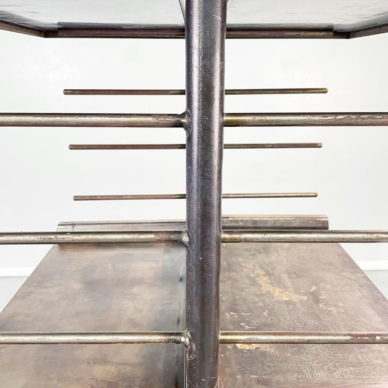 Italian Post-Modern Bookcase with Tubular Metal and Moving Shelves ...