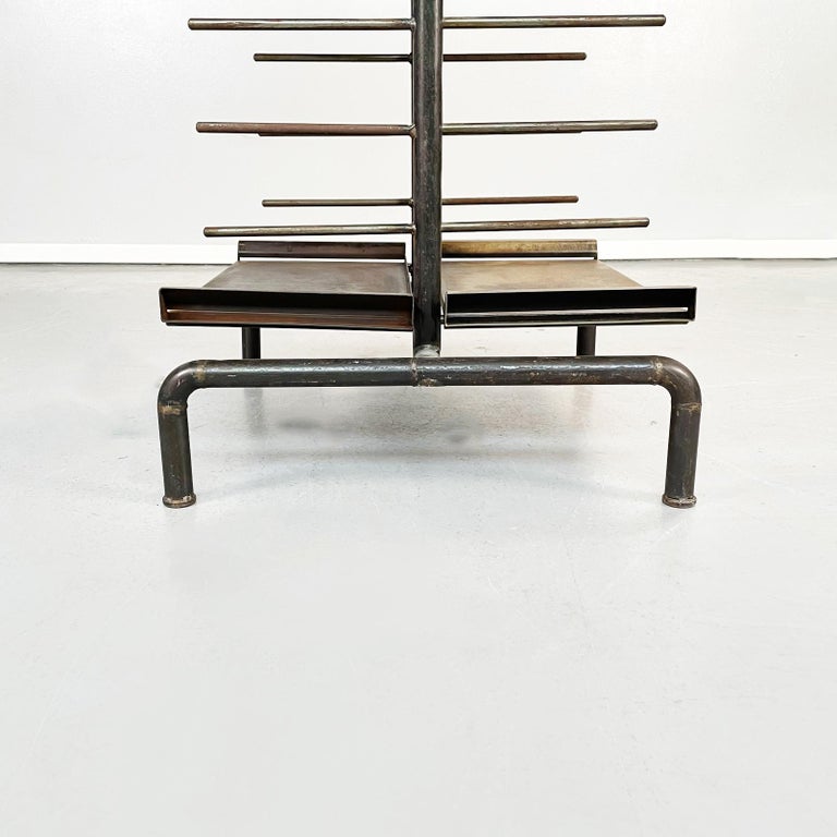 Italian Post-Modern Bookcase with Tubular Metal and Moving Shelves ...