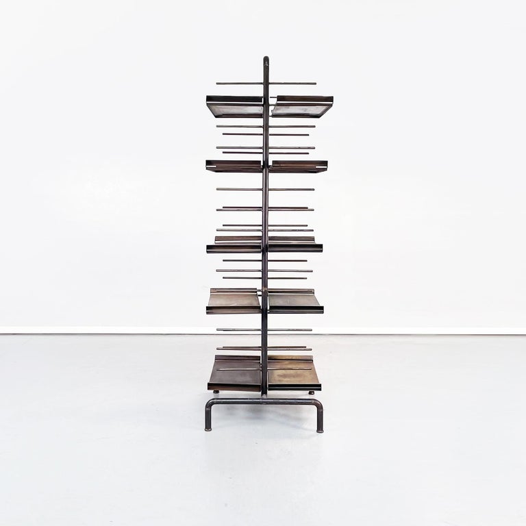 Italian Post-Modern Bookcase with Tubular Metal and Moving Shelves ...