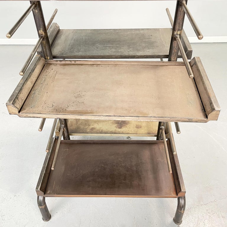 Italian Post-Modern Bookcase with Tubular Metal and Moving Shelves ...