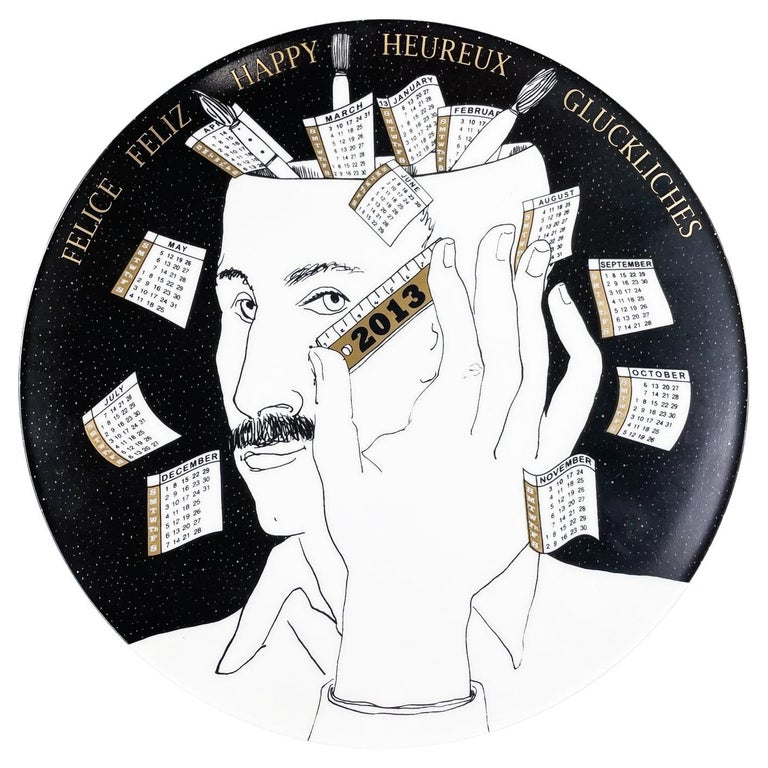 Italian Post-Modern Ceramic Wall Calendar Plate 2013 by Fornasetti ...