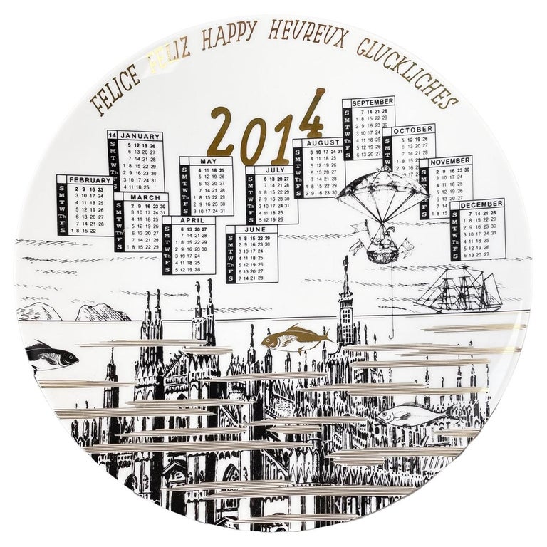 Italian Post-Modern Ceramic Wall Calendar Plate 2014 by Fornasetti ...