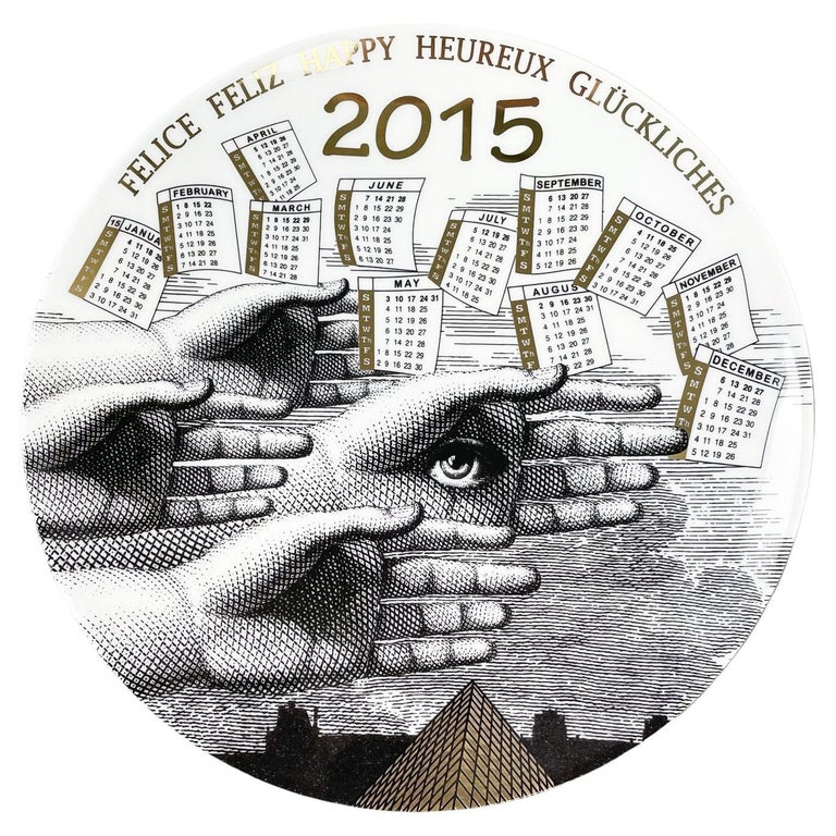 Italian Post-Modern Ceramic Wall Calendar Plate 2015 by Fornasetti ...