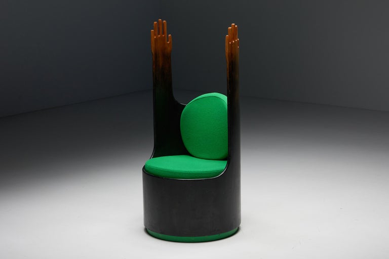 Italian Post-Modern Chair with Green Cushions, 1980s For Sale at 1stDibs