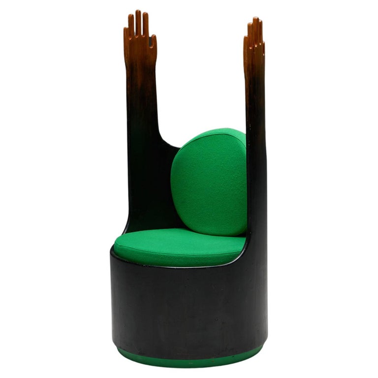 Italian Post-Modern Chair with Green Cushions, 1980s For Sale at 1stDibs