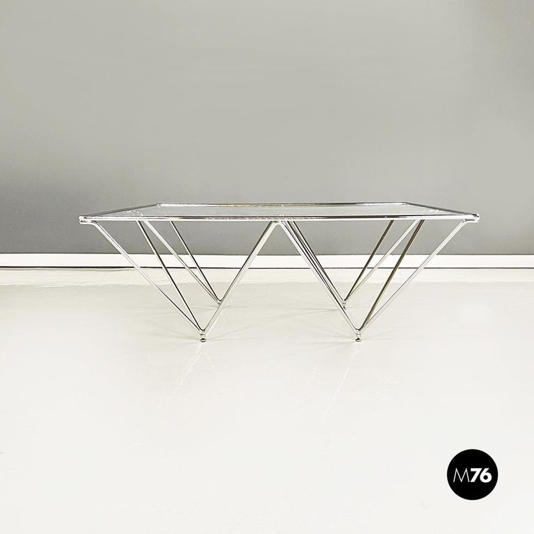 Italian Post-Modern Coffee Table in Steel and Tempered Glass, 2000s For ...